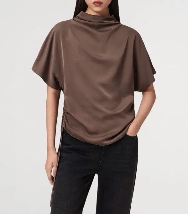 ALLSAINTS Draped Leslie Top - Brown