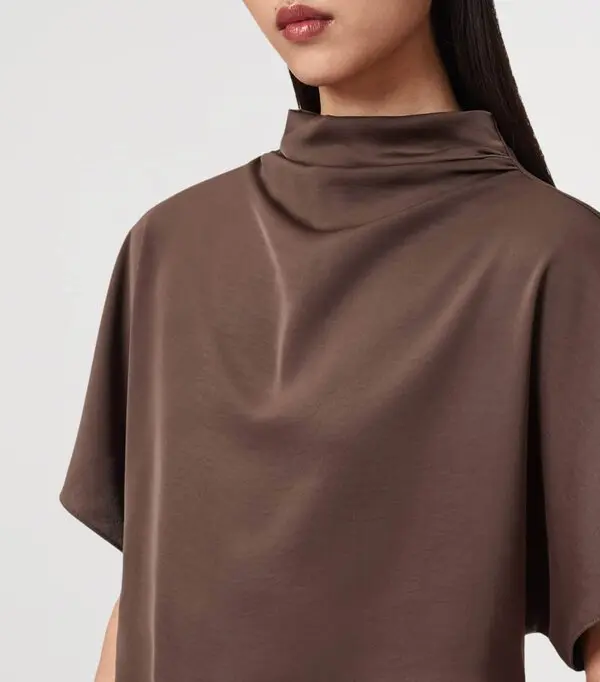 ALLSAINTS Draped Leslie Top - Brown