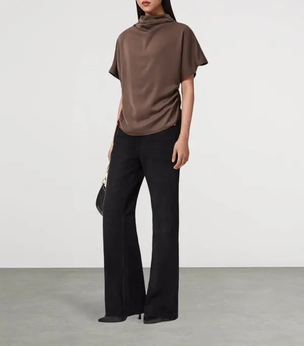 ALLSAINTS Draped Leslie Top - Brown