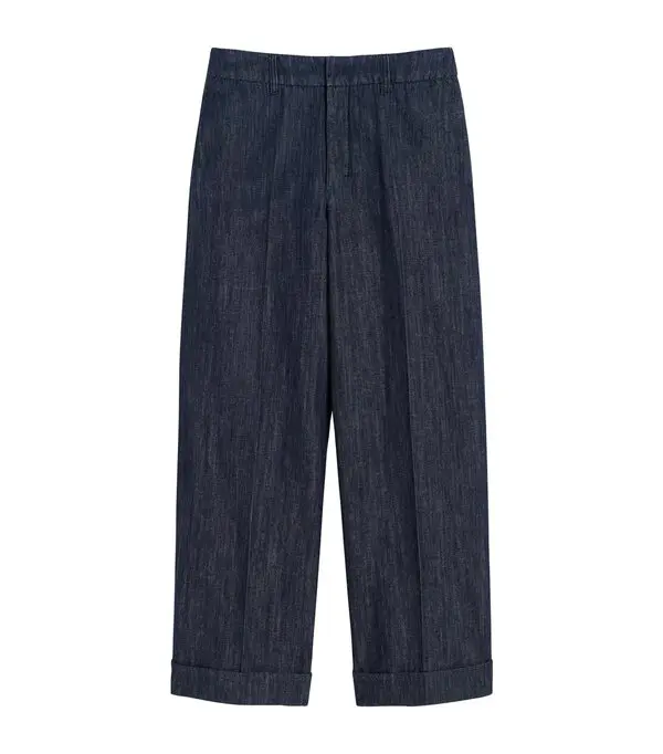 Max Mara Cotton-linen Denim Wide Leg Trousers