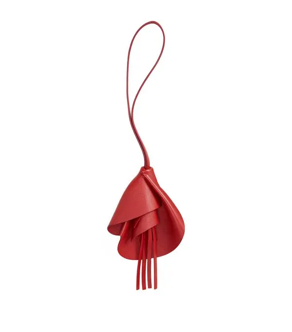 Ralph Lauren Lambskin Floral Bag Charm - Red