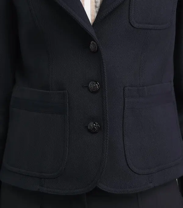 ME+EM Cotton-blend Herringbone Cropped Jacket