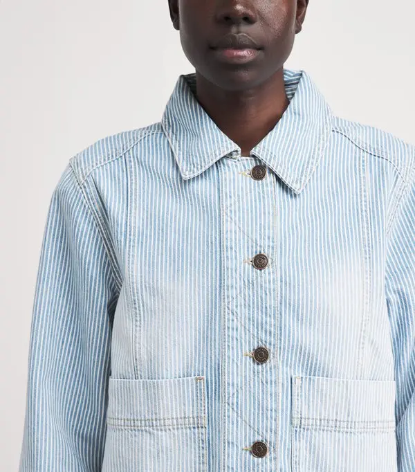 ME+EM Striped Cropped Denim Jacket