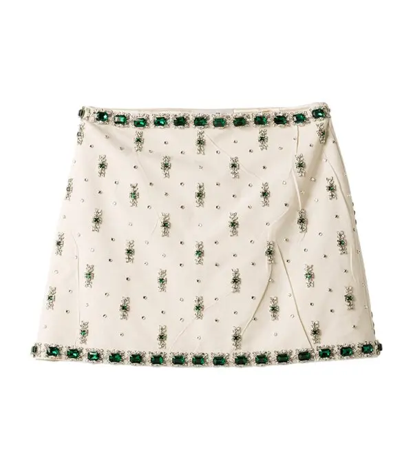 Miu Miu Cotton Embellished Mini Skirt