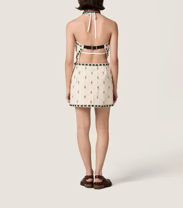 Miu Miu Cotton Embellished Mini Skirt