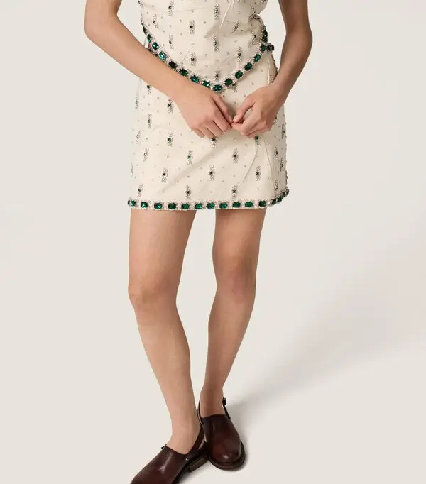 Miu Miu Cotton Embellished Mini Skirt