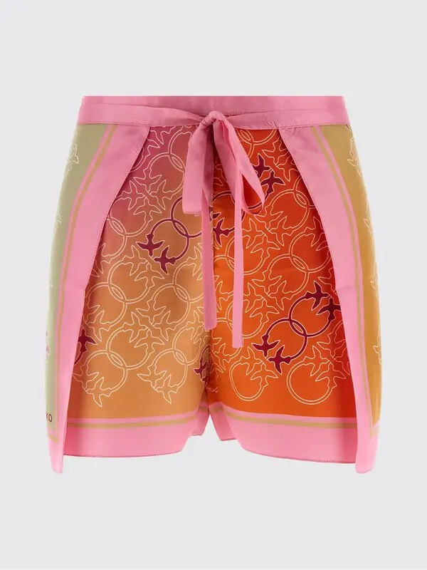 Pinko High-waisted Printed Silk Blend Shorts