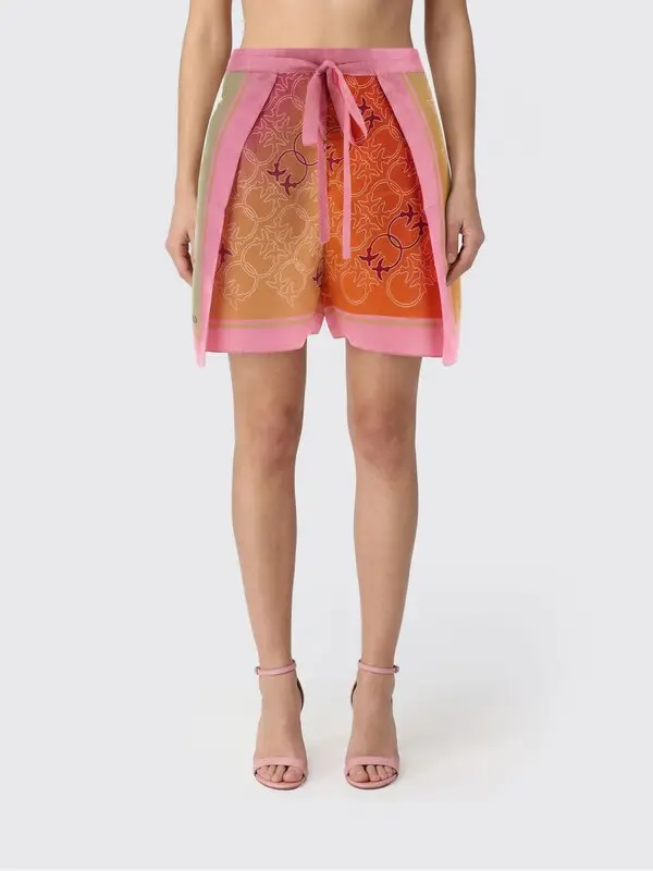Pinko High-waisted Printed Silk Blend Shorts - Multicolor