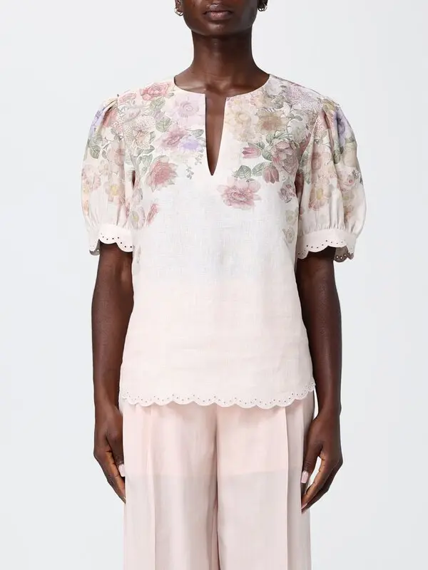 TWINSET Embellished Floral Print Top With Scalloped Trim - Multicolor