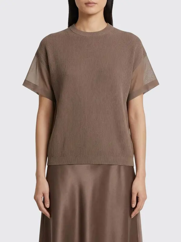 Brunello Cucinelli Cotton Knit Top - Brown