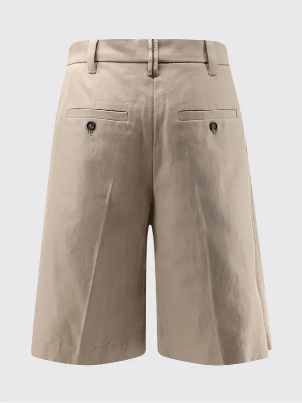 Brunello Cucinelli Tailored Cotton And Linen Blend Shorts - Sand