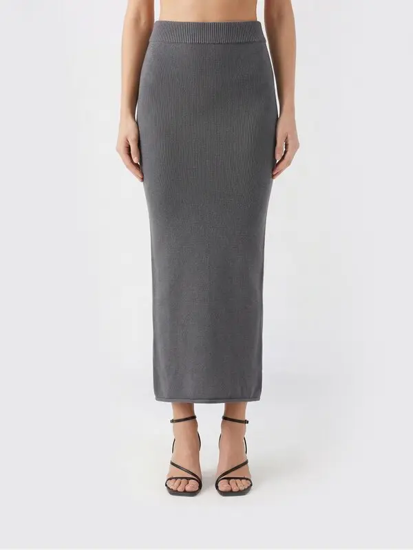 ENTIRE STUDIOS Cotton Knit Pencil Skirt - Grey