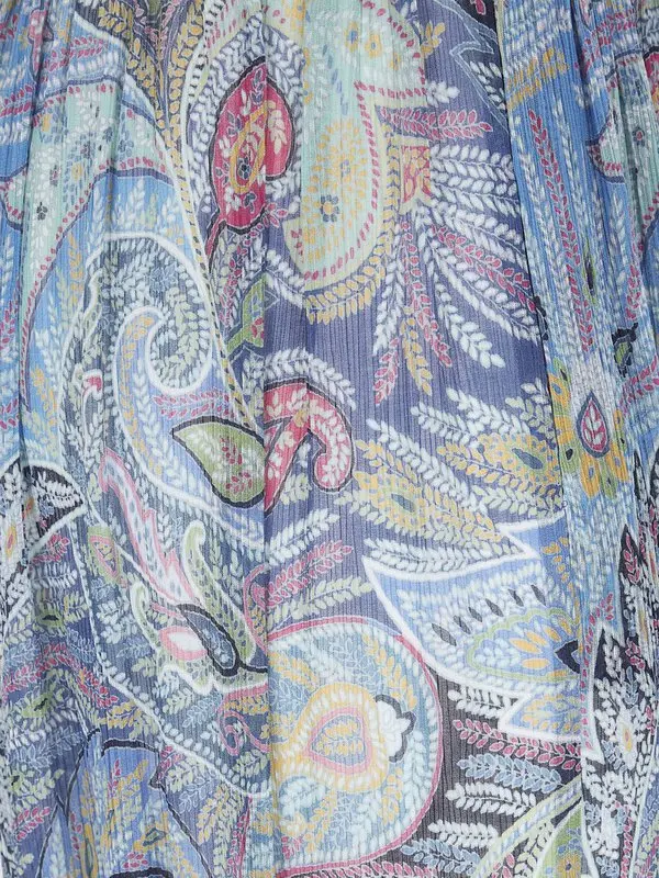 Etro Silk Blend Paisley Print Wide-leg Trousers - Blue