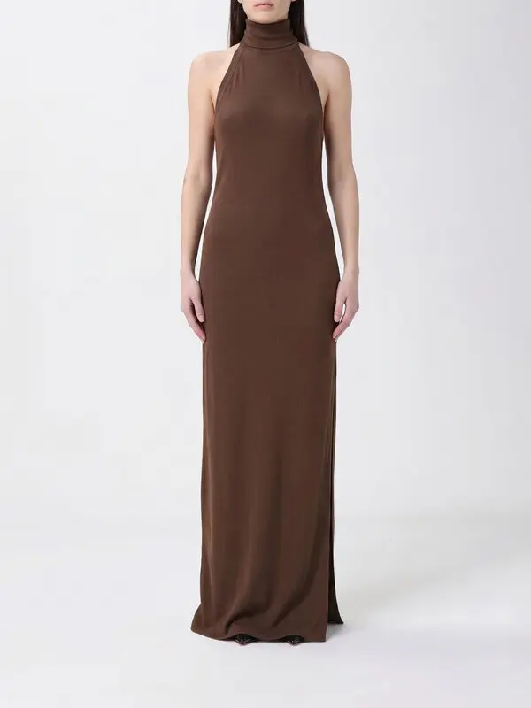 Andamane Halterneck Maxi Dress - Brown