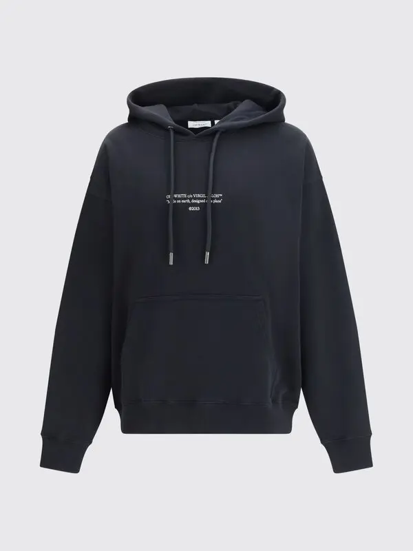 Off-White Cotton Hooded Sweatshirt - Black