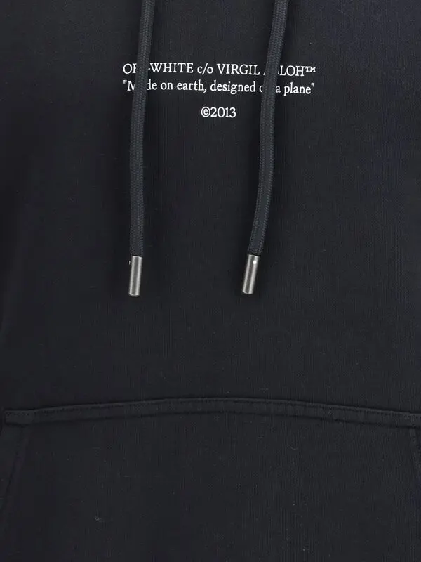 Off-White Cotton Hooded Sweatshirt - Black