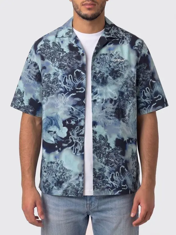Off-White Printed Viscose Shirt - Blue