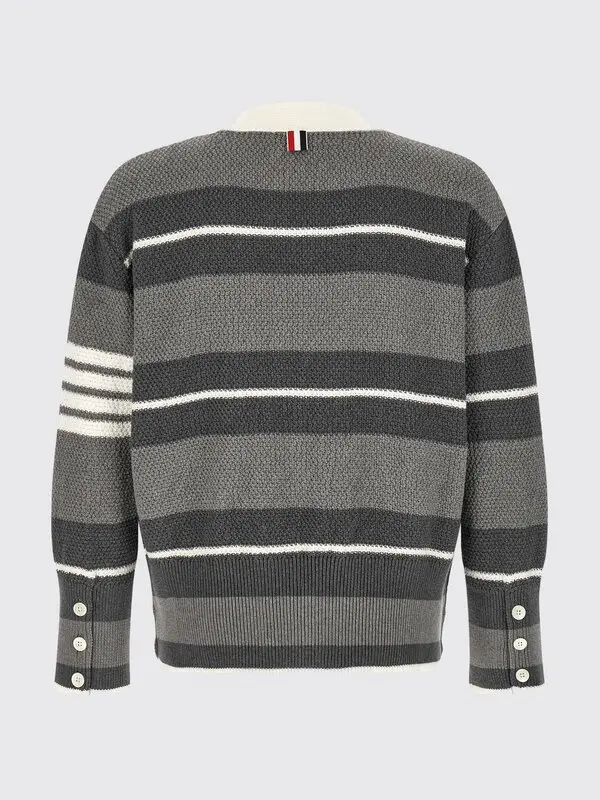 Thom Browne Striped Cotton Cardigan - Grey