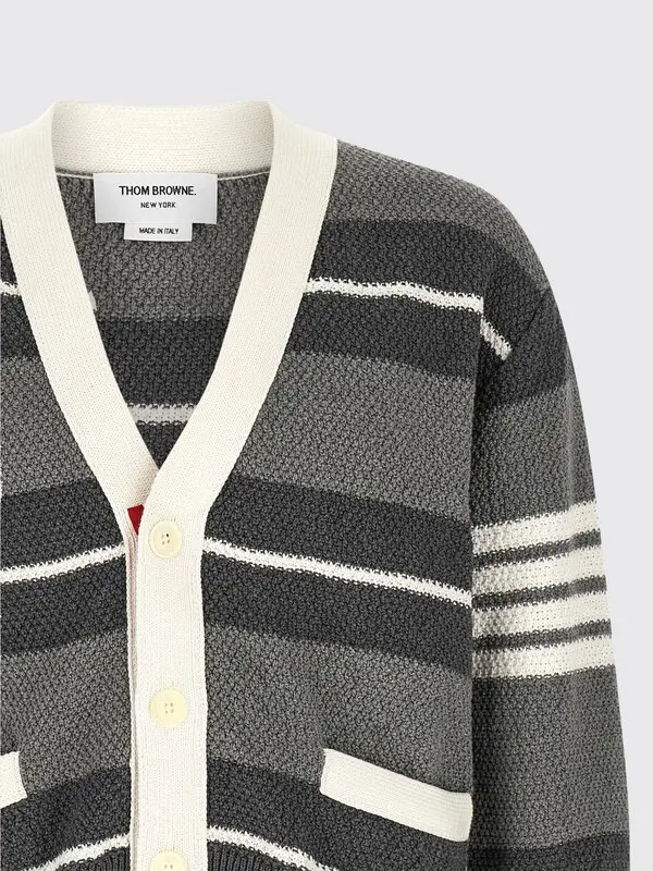 Thom Browne Striped Cotton Cardigan - Grey
