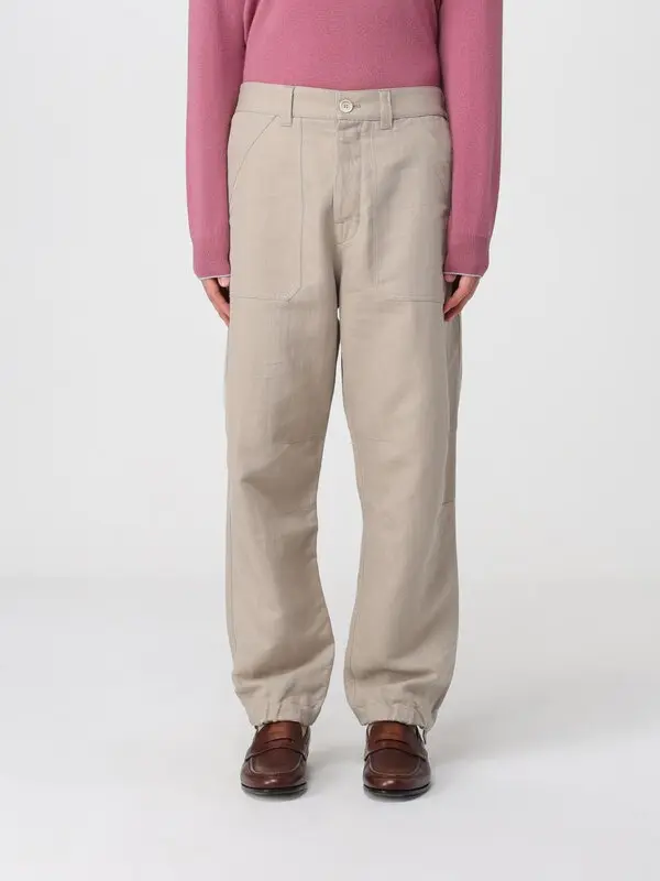 Brunello Cucinelli Wide Leg Linen And Cotton Trousers - Brown