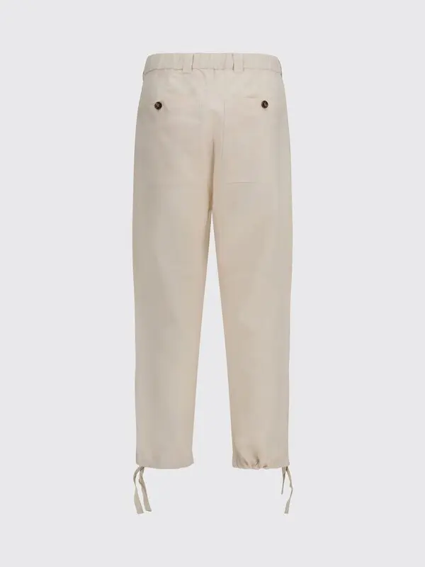Brunello Cucinelli Wide Leg Linen And Cotton Trousers - White
