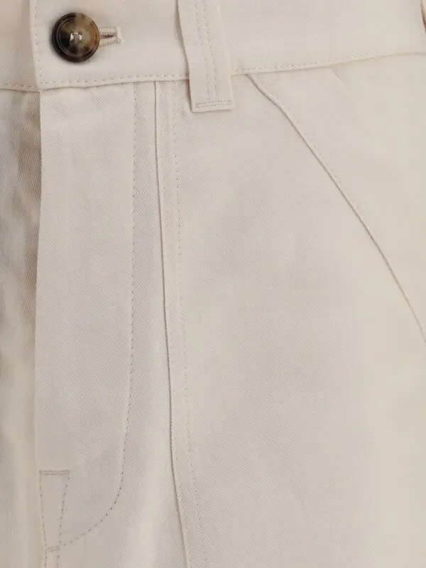 Brunello Cucinelli Wide Leg Linen And Cotton Trousers - White