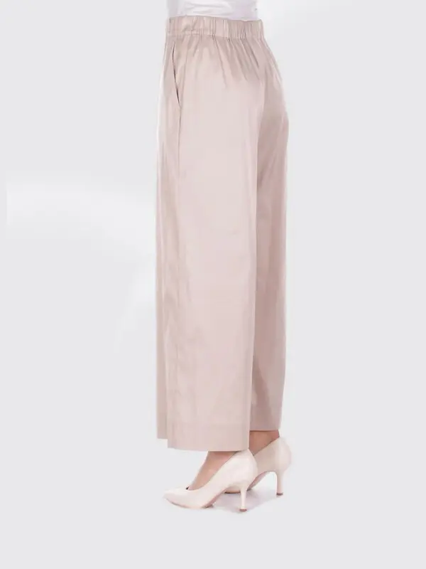 Max Mara Cotton Blend Wide Leg Palazzo Trousers - Sand