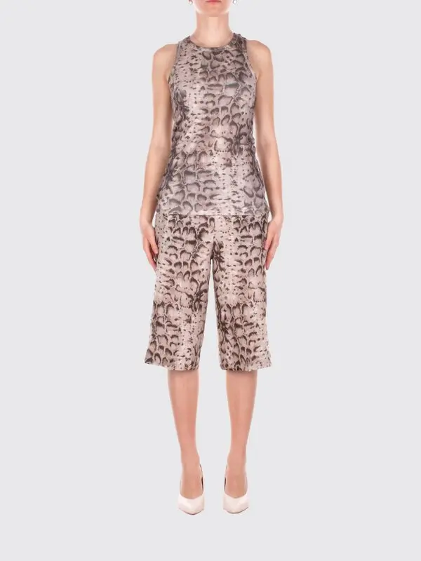 Pinko Printed Linen Off-the-shoulder Top - Beige