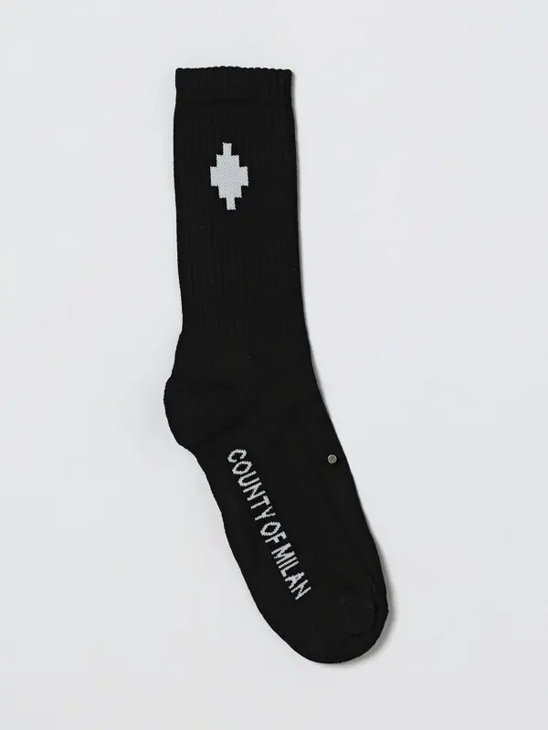 COUNTY OF MILAN Stretch Cotton Jacquard Logo Socks - Black