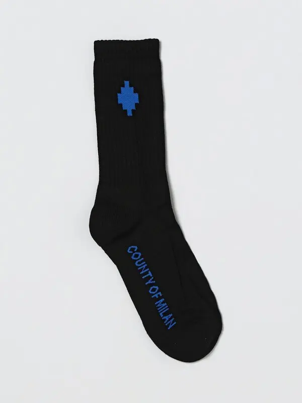 COUNTY OF MILAN Stretch Cotton Socks With Jacquard Logo - Black