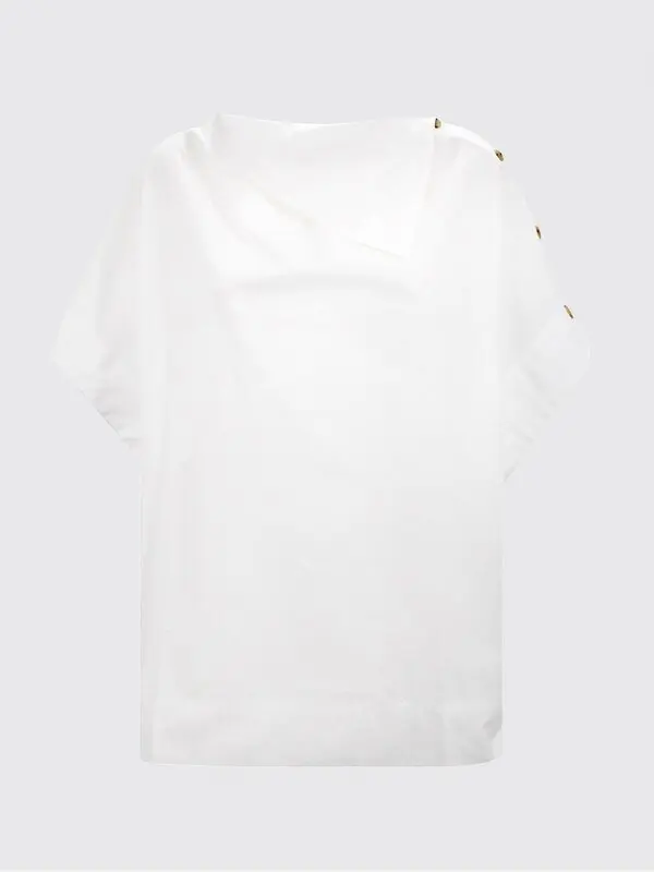 Soeur Organic Cotton Asymmetrical Neckline T-shirt - White