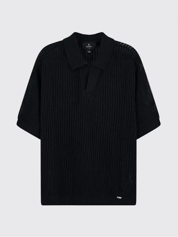 REPRESENT Cotton Blend Knit Polo Shirt - Black