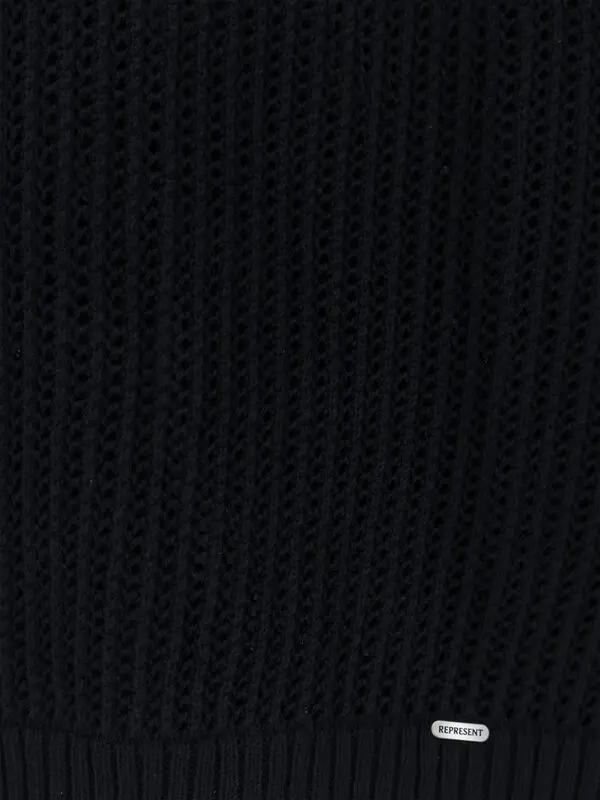 REPRESENT Cotton Blend Knit Polo Shirt - Black
