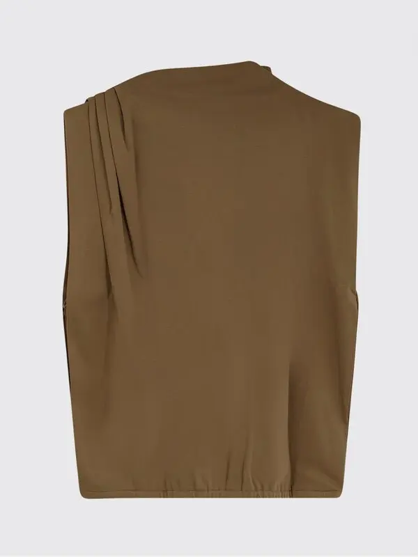 Soeur Sleeveless High Neck Draped Organic Cotton Top - Beige