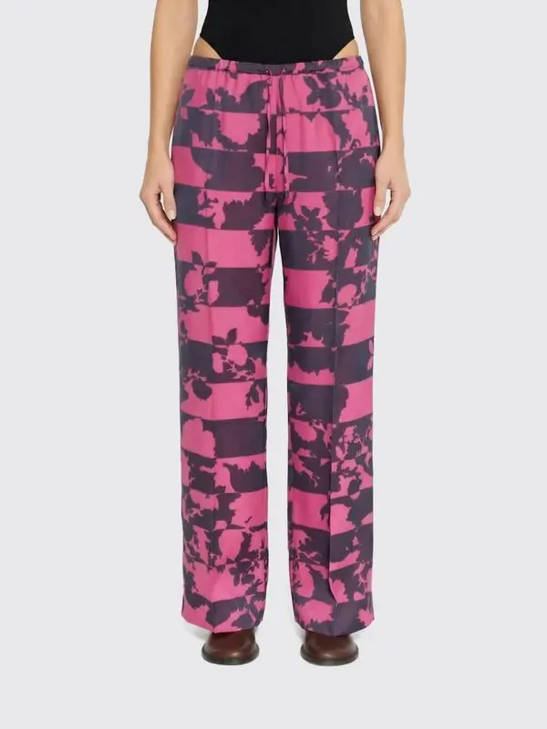 Dries Van Noten Printed Wide Leg Trousers - Pink