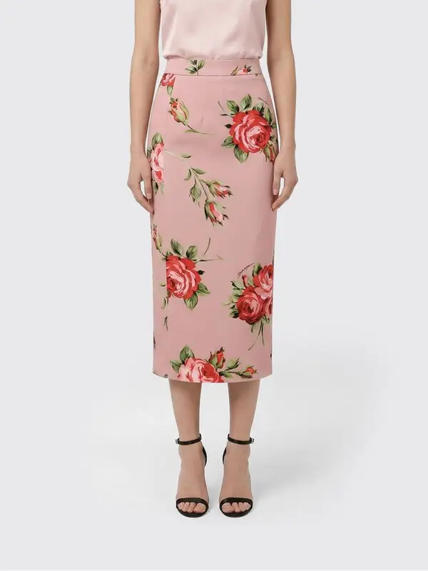 Dolce & Gabbana Floral Print Pencil Skirt - Pink