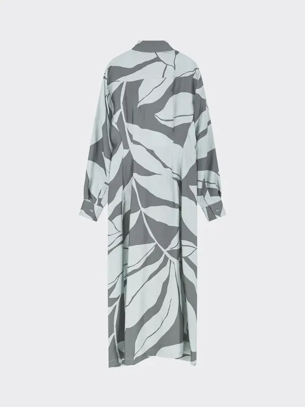 Max Mara Printed Silk Shirt Dress - Green