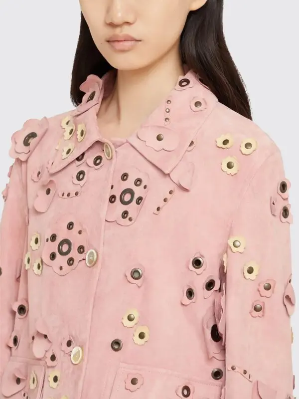 Marni Embellished Suede Jacket - Pink