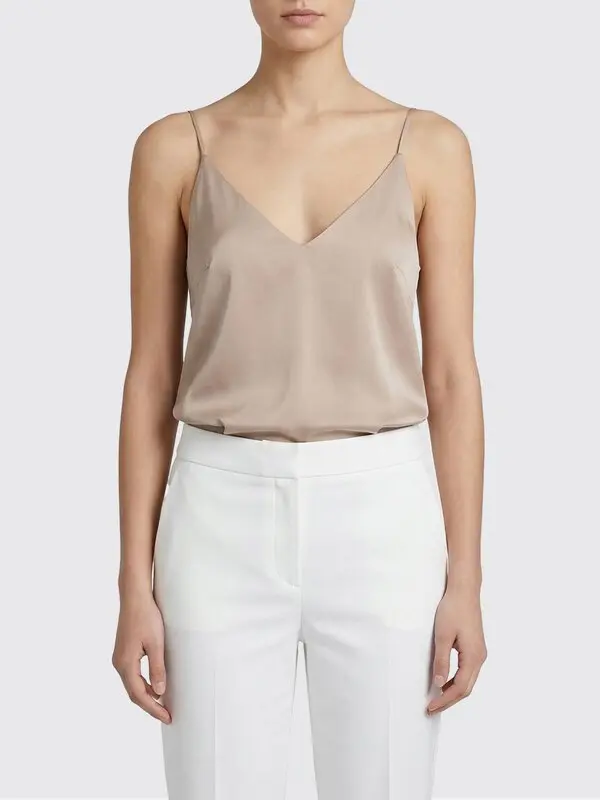 Brunello Cucinelli Silk Spaghetti Strap Top - Sand