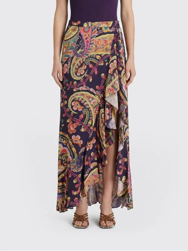Etro Paisley Print Ruffled Wrap Skirt - Multicolor