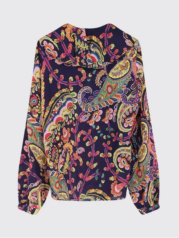 Etro Viscose Shirt With Paisley Print And Ruffle Detail - Multicolor