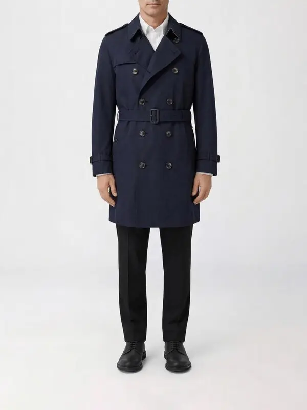Burberry Double Breasted Trench Coat - Blue