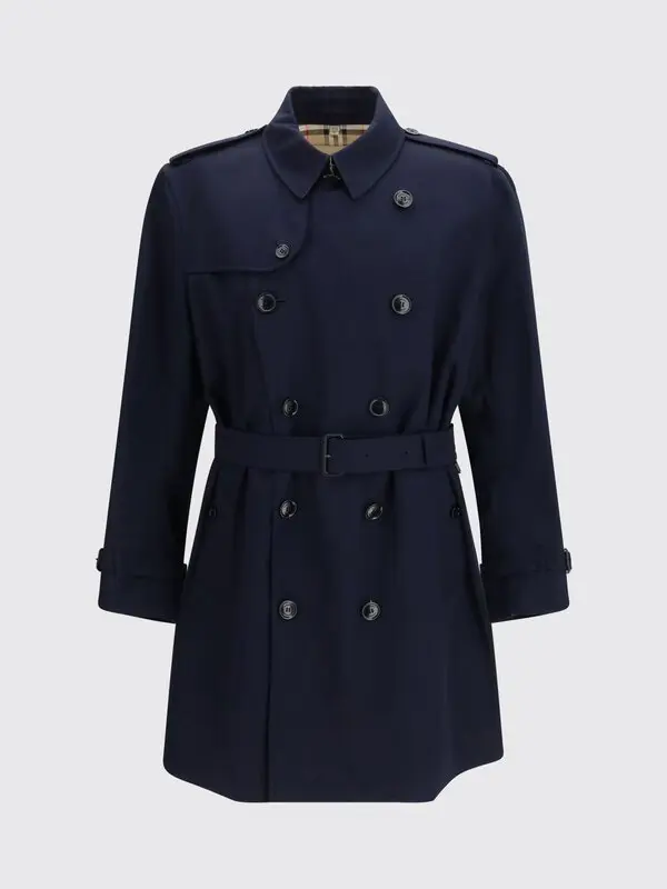 Burberry Double Breasted Trench Coat - Blue