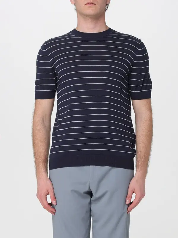 LARDINI Striped Knit Pullover - Blue