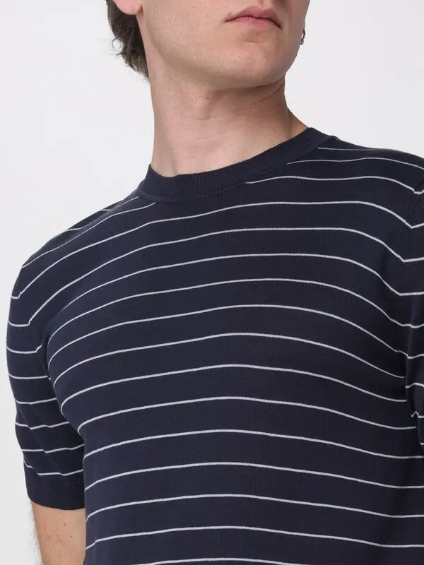 LARDINI Striped Knit Pullover - Blue