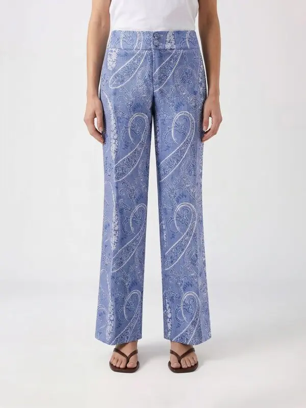Etro Paisley Print Trousers - Blue