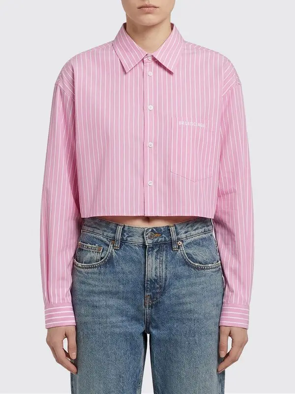 Balenciaga Striped Cotton Shirt - Pink