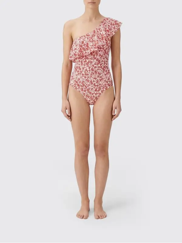 Isabel Marant Floral One-shoulder Swimsuit - Red