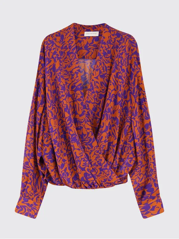 Dries Van Noten Abstract Print Viscose Crêpe Blouse