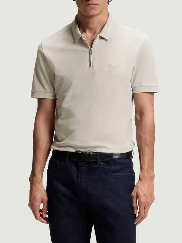 BOSS Cotton Polo Shirt With Logo - Grey